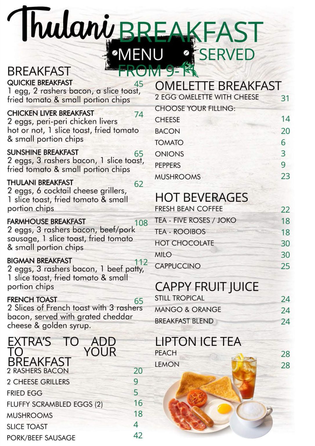 Restaurant Menu – Thulani Resort