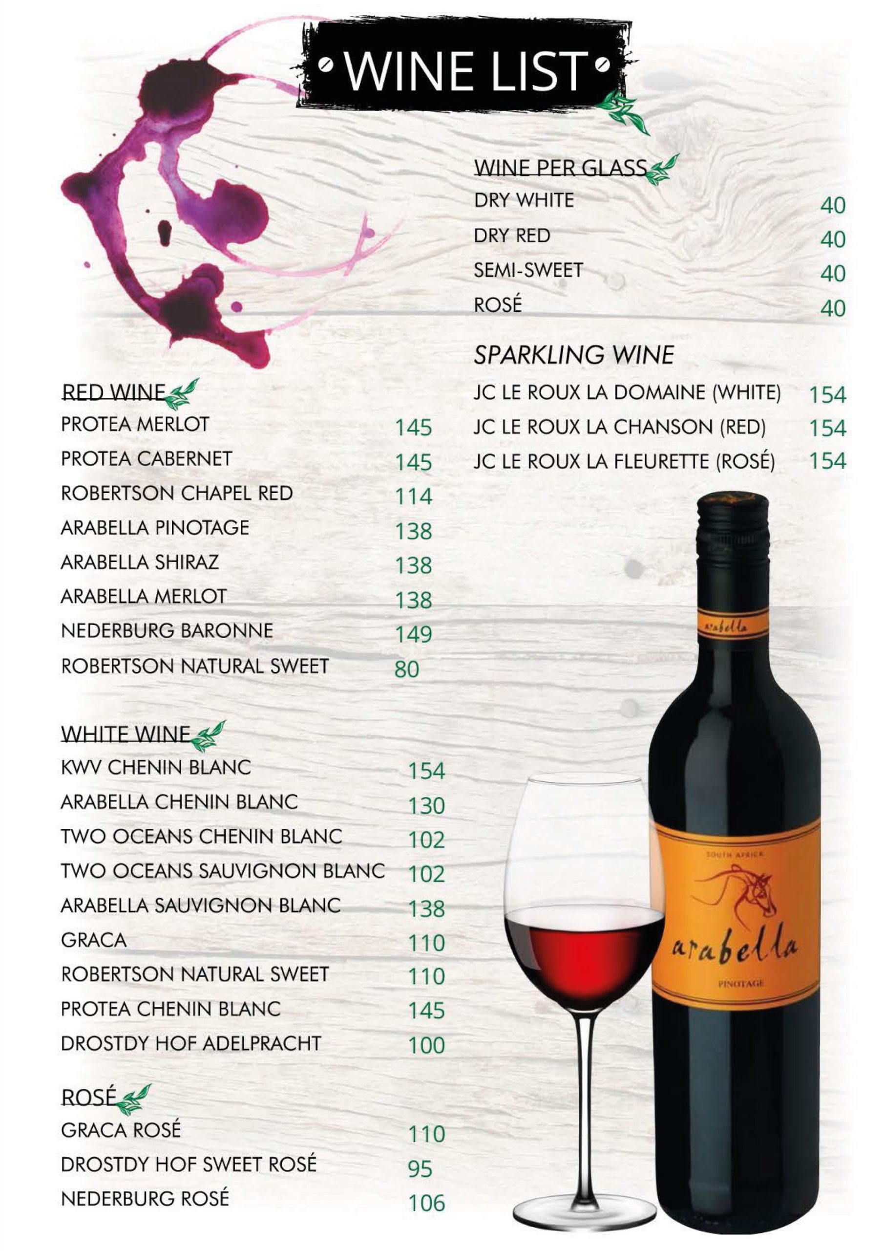 Restaurant Menu – Thulani Resort