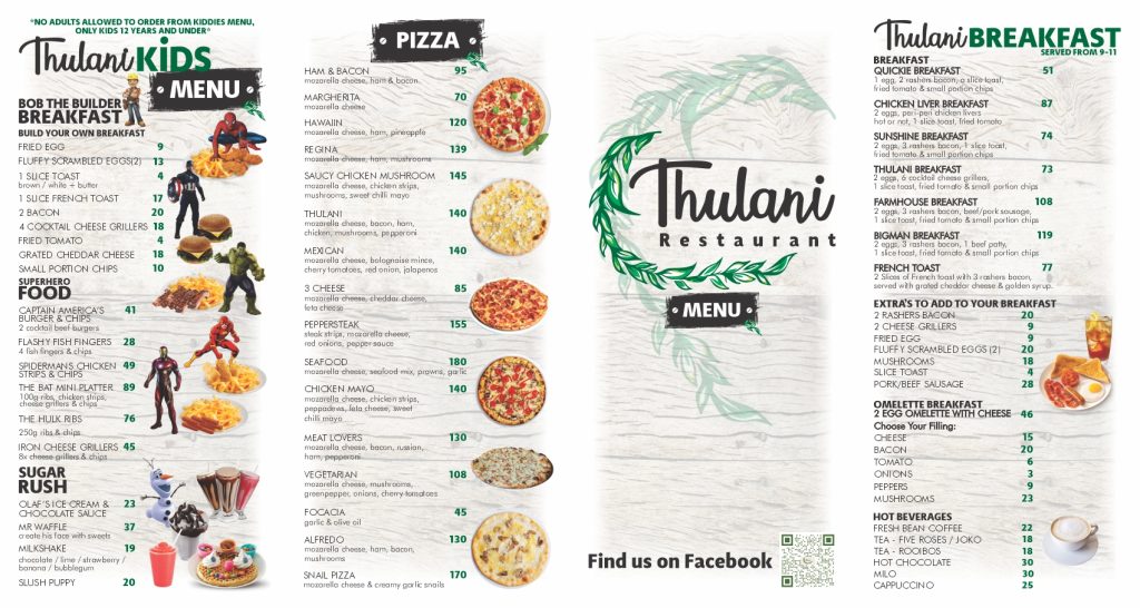 Restaurant Menu – Thulani Resort