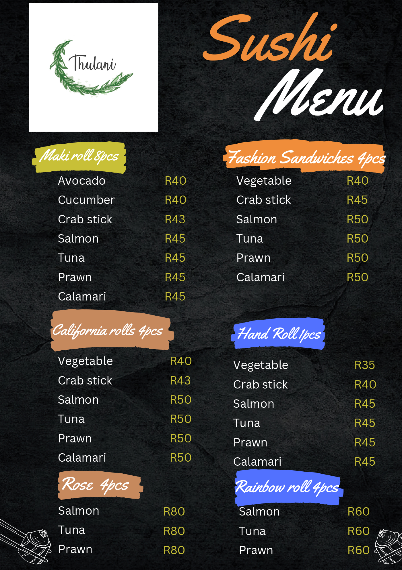 Restaurant Menu – Thulani Resort